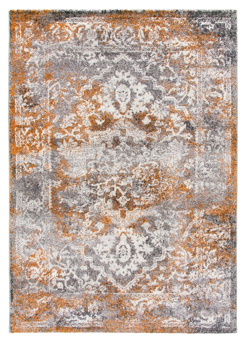 Orange/Grey Rug | Antika Medallion | Traditional Rug | MacCarthys