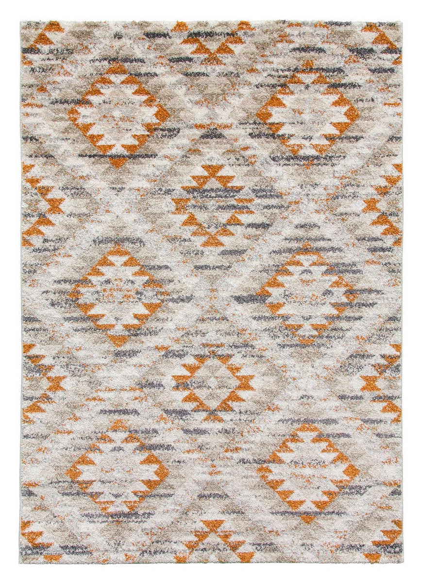 Orange/Grey Rug | Ardenne Azteca | Diamond Pattern Rug | MacCarthys
